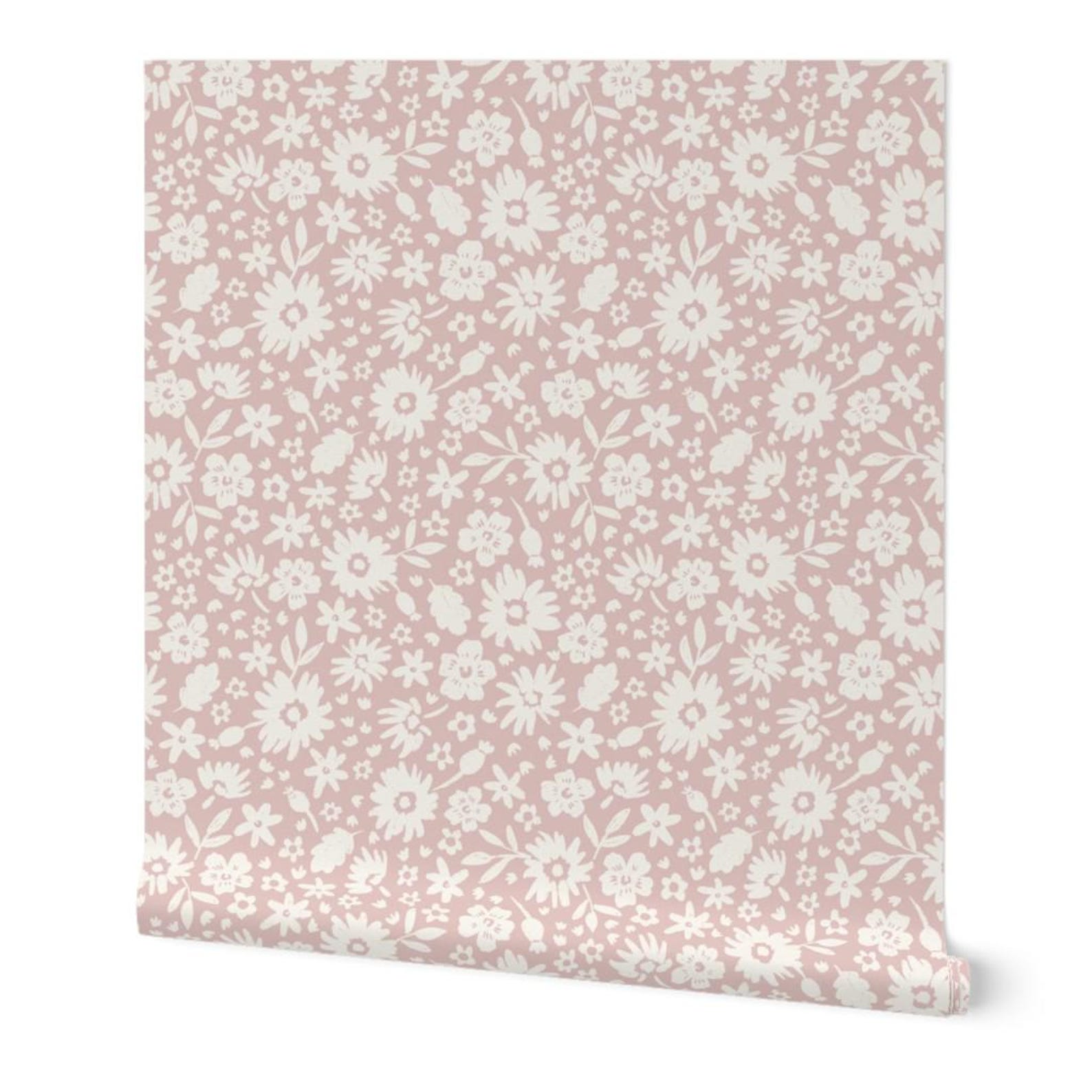 Pink Floral Wallpaper – Soft Textured Flower Design for Baby Girl ...