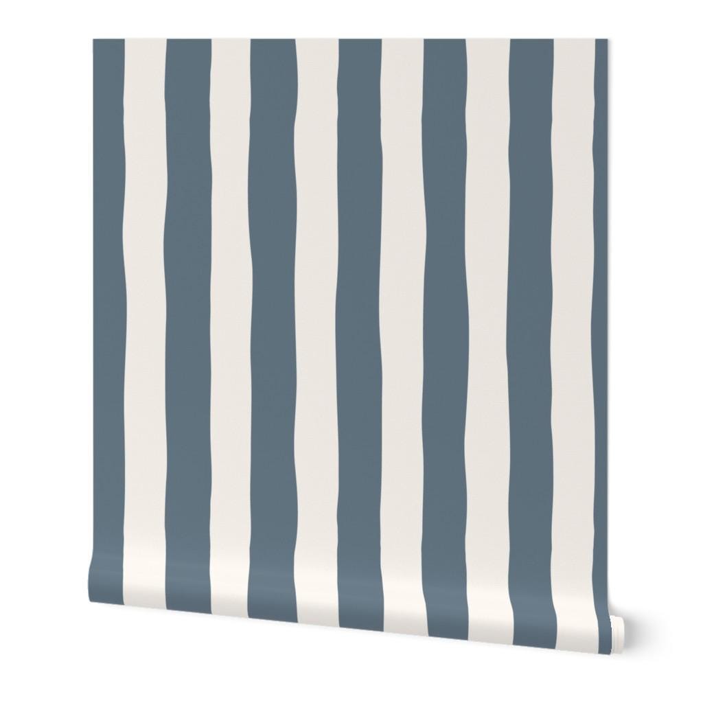 Hand-drawn Blue Stripe Wallpaper – Dusty Blue and White – Peel and ...