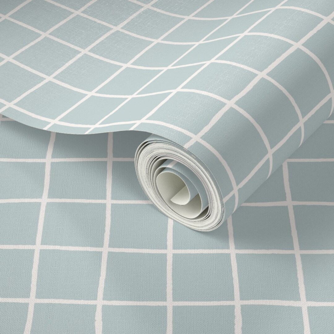 Pastel Blue Grid Peel and Stick Nursery Wallpaper, Fun Boys Room Decor ...