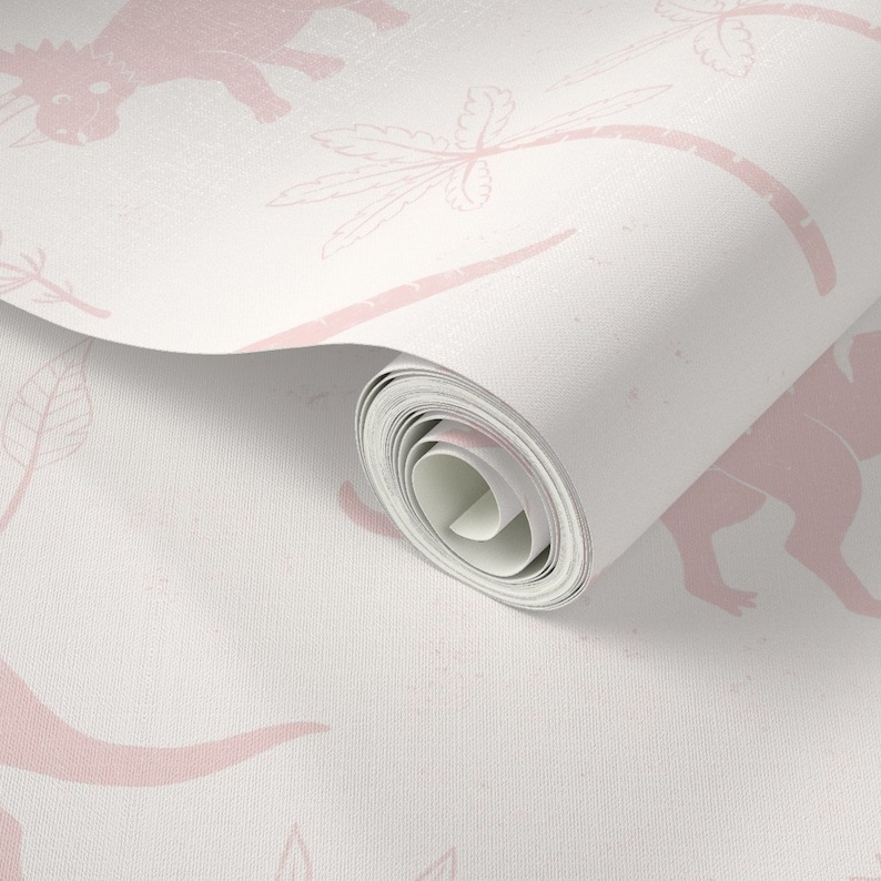 Pink Dinosaur Wallpaper - Girly Dino Kids Room Wallpaper - Dinosaur ...