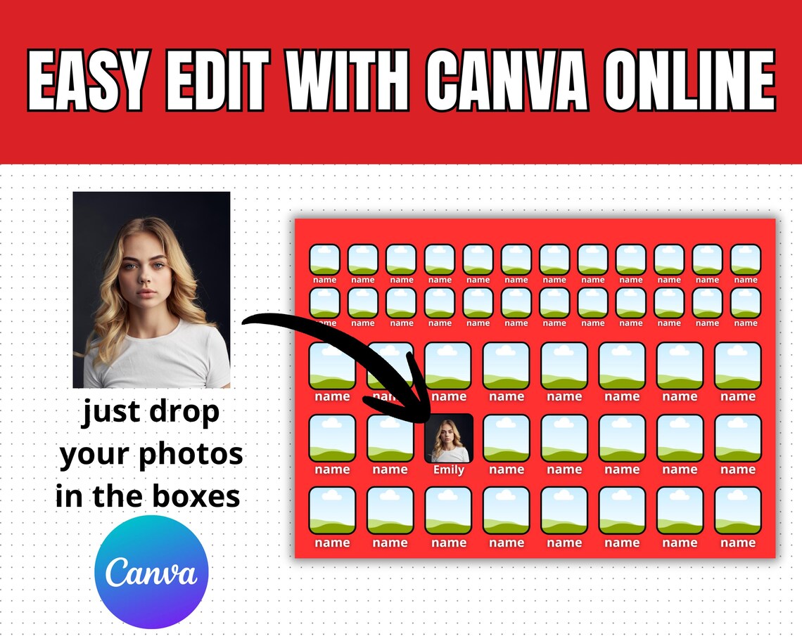 Editable Guess Who Game Template | Custom Canva Board (digital Download ...