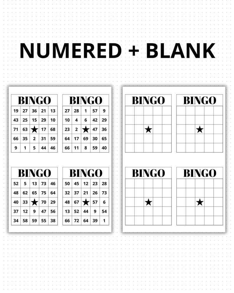 Printable Bingo Cards PDF 1–75, A4 Bingo Game With 1 2 4 6 Cards per ...