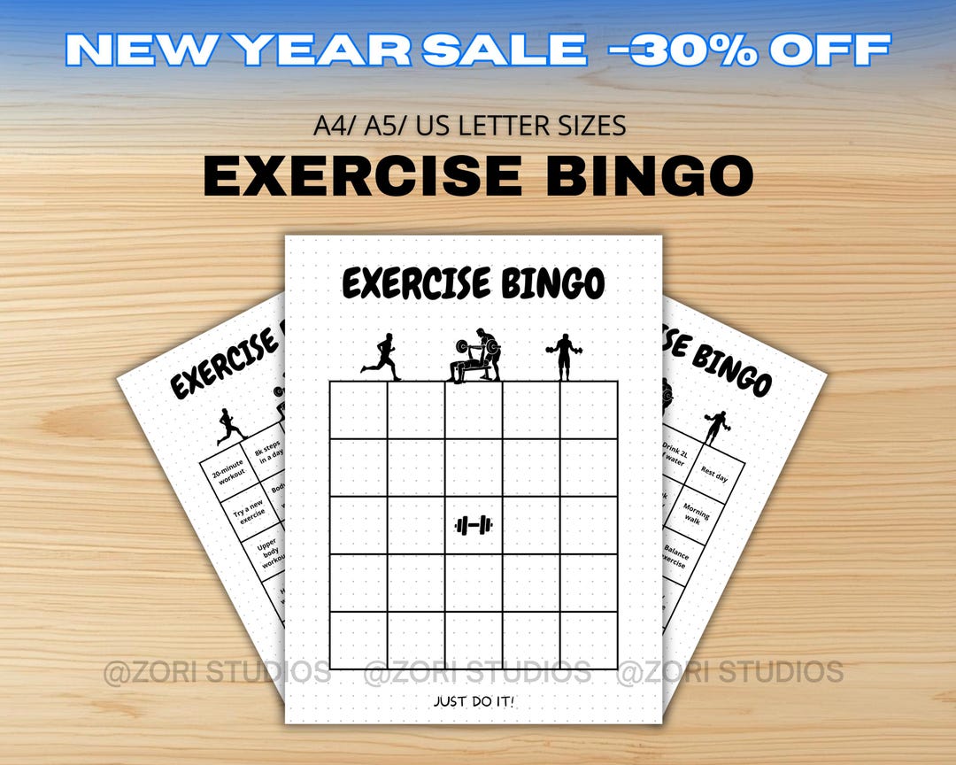 Exercise Bingo Printable, Workout Fitness Challenge (canva Editable ...