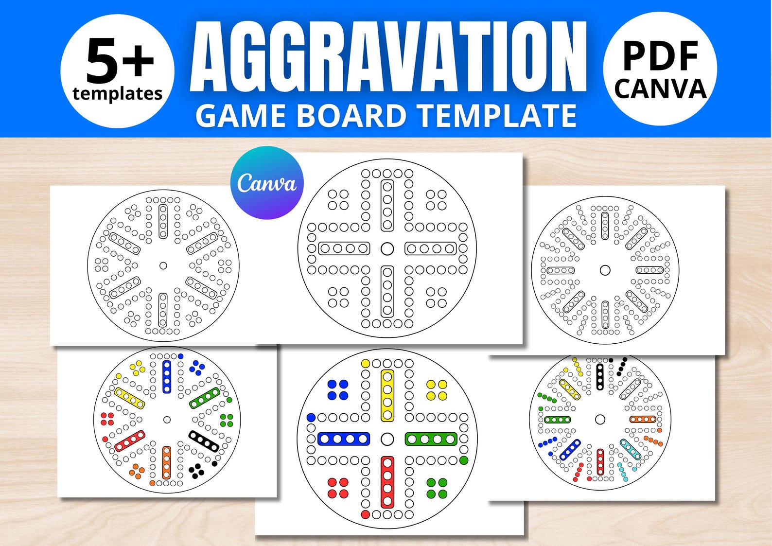 Aggravation Board Game Template | Wahoo Printable Board | 4–6–8 Players ...