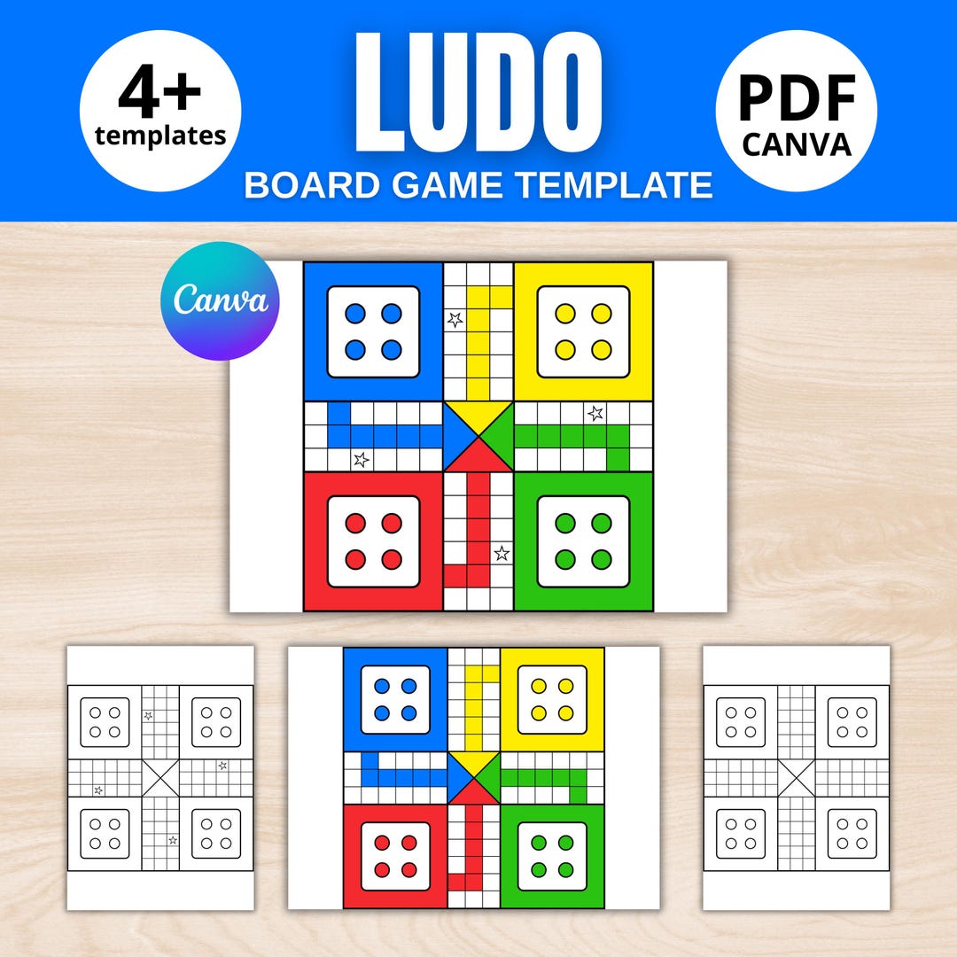 Printable Ludo Board Game | Color and Black White Versions (canva & PDF ...