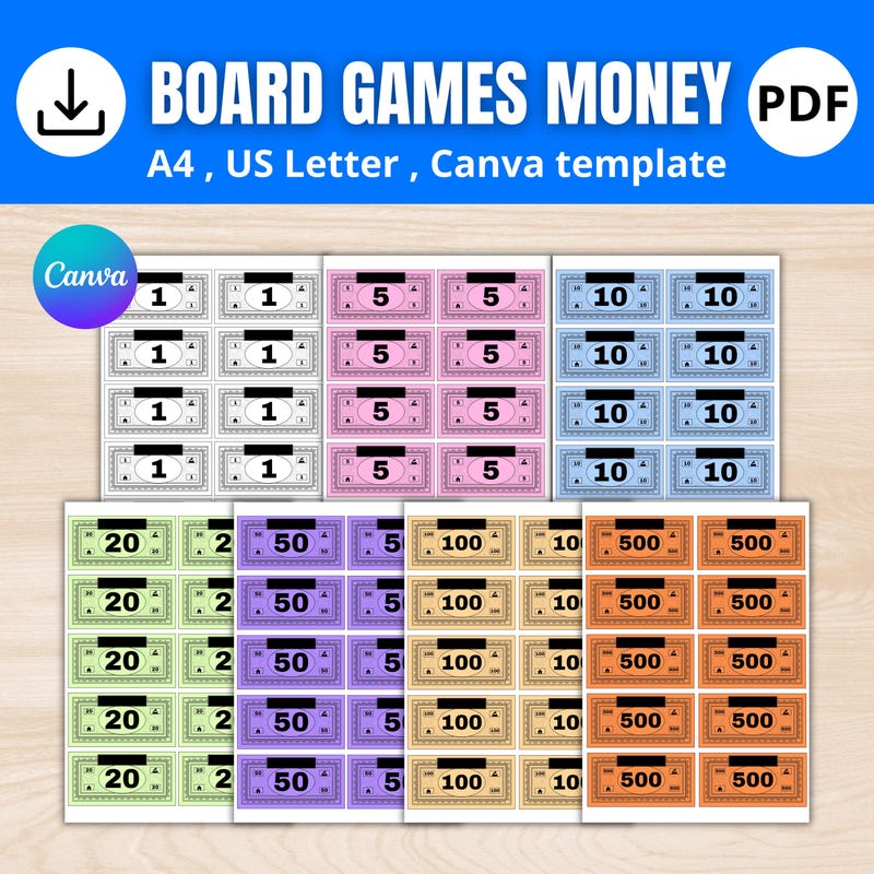 Printable Monopoly Money Template - Etsy