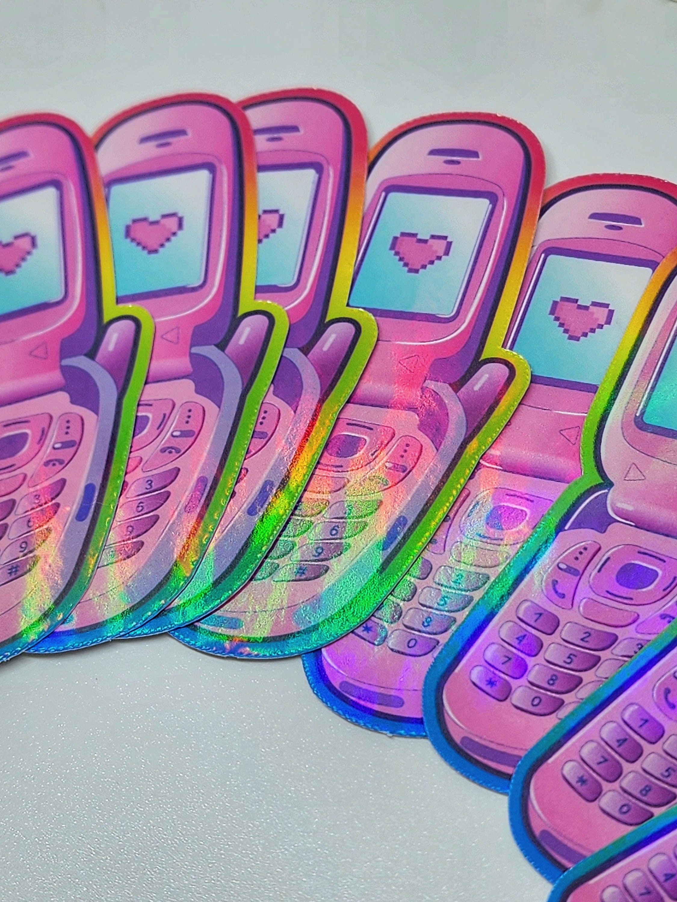 Y2K Aesthetic Flip Phone Holographic Sticker (1.5x3 Inches) - Etsy
