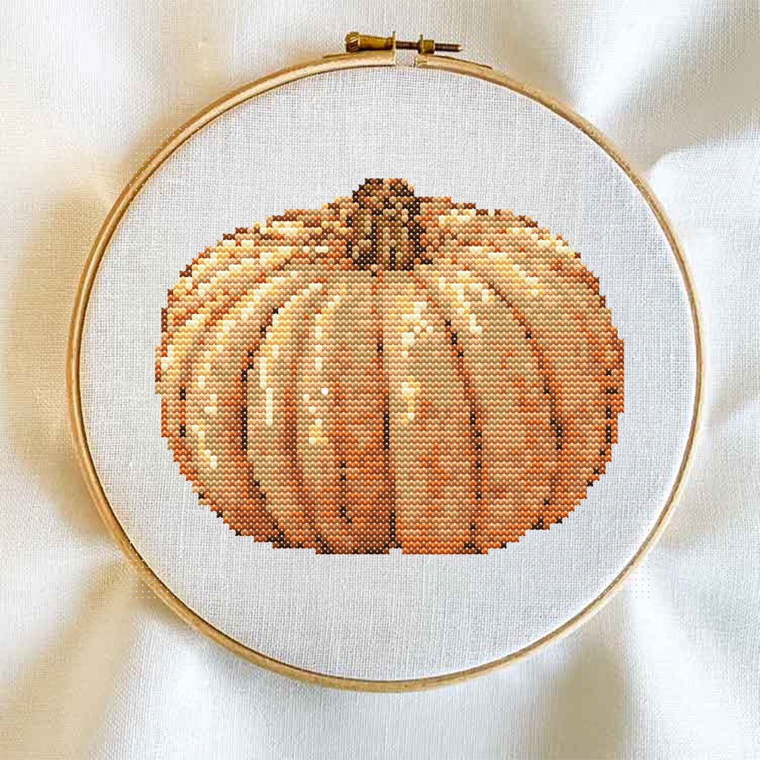 Pumpkin Cross Stitch Template | Autumnal Stitch Kit Wall Art Stitch Kit ...
