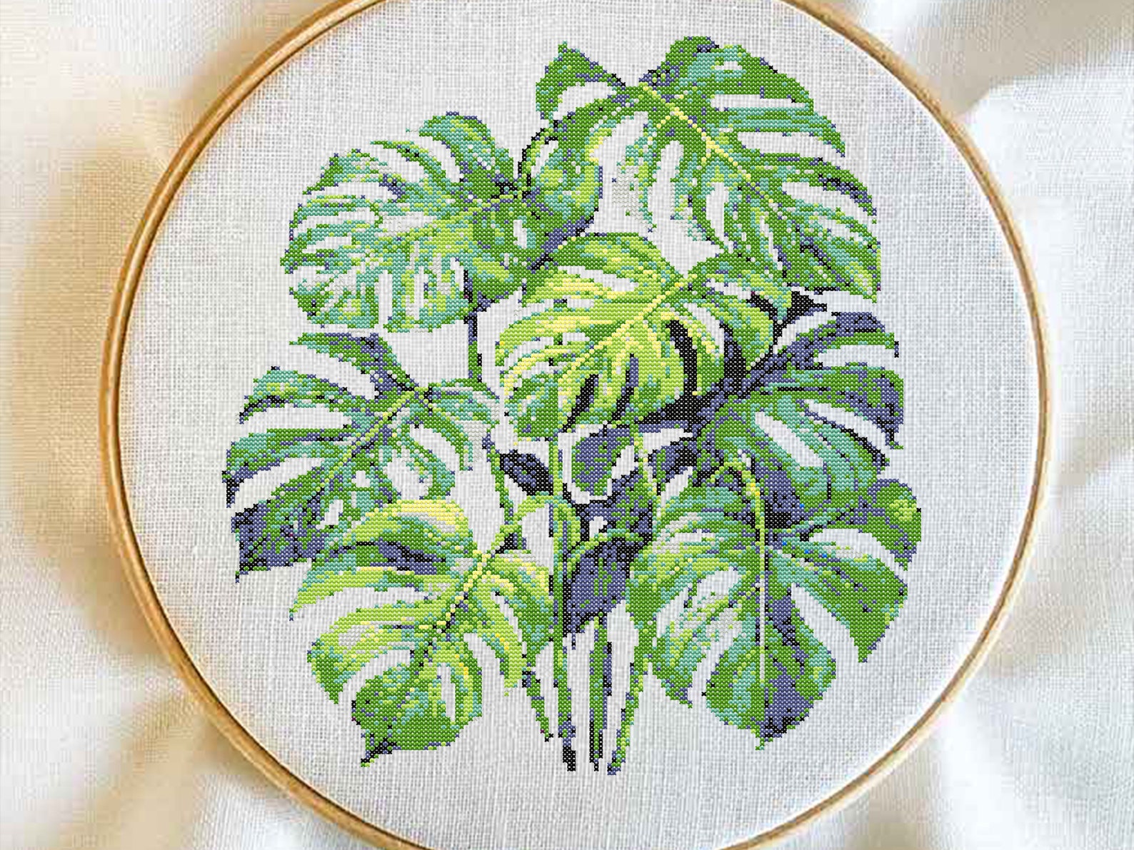Monstera Cross Stitch Template | Plant Embroidery DIY Digital Download ...