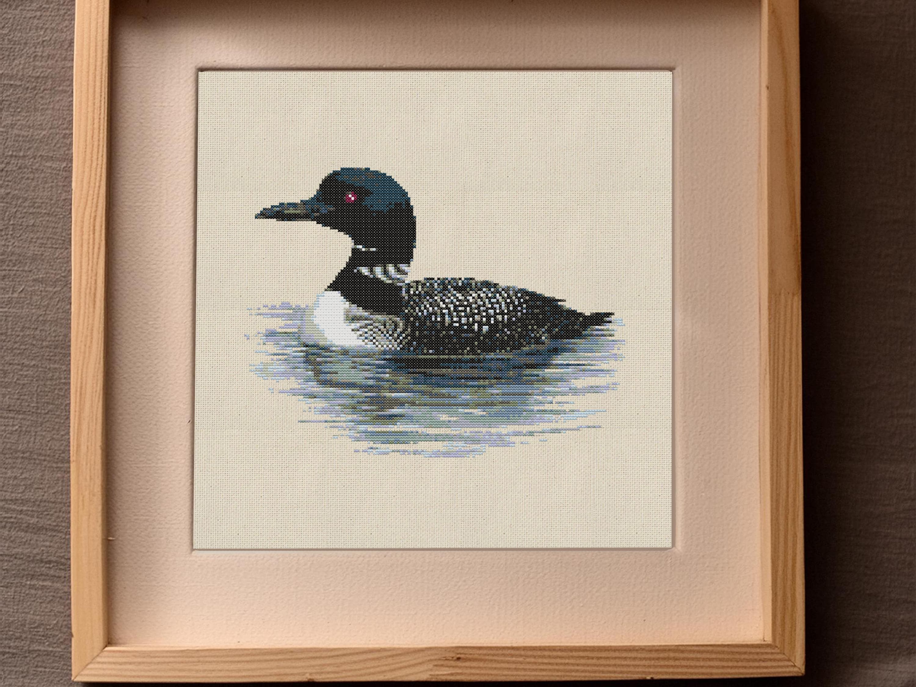 Loon Cross Stitch Template | Duck Embroidery | Bird on the Water Stitch ...