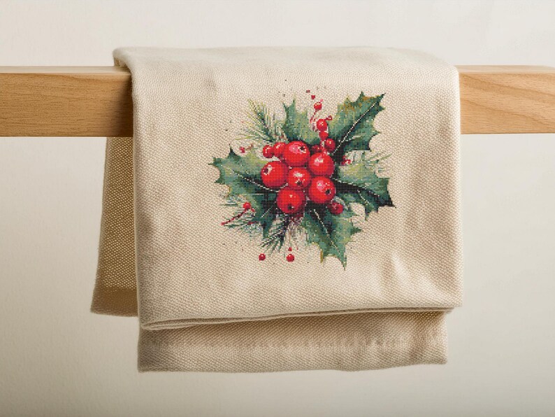Holly Cross Stitch Template Download | Christmas Embroidery Pattern ...
