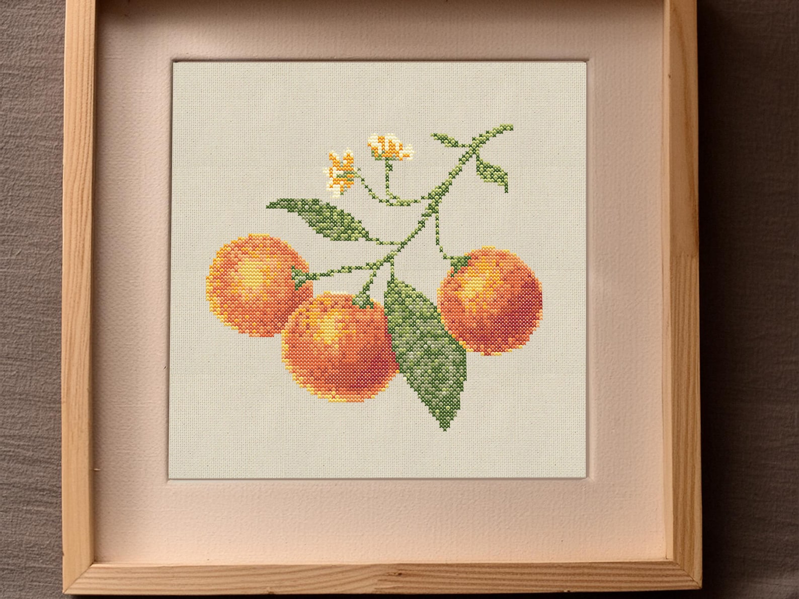 Botanical Clementine Cross Stitch Template | Stitch Kit Wall Art ...