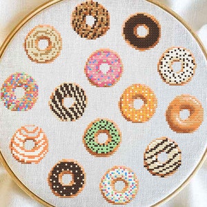Donut Cross Stitch Template | DIY Wall Art Kit | Sweet Treats and ...