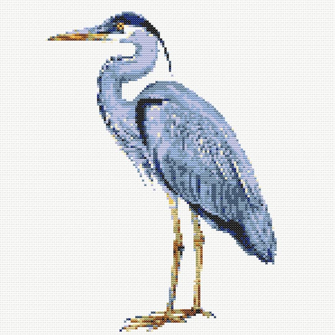 Blue Heron Cross Stitch Template | Blue Herron Embroidery Pattern ...