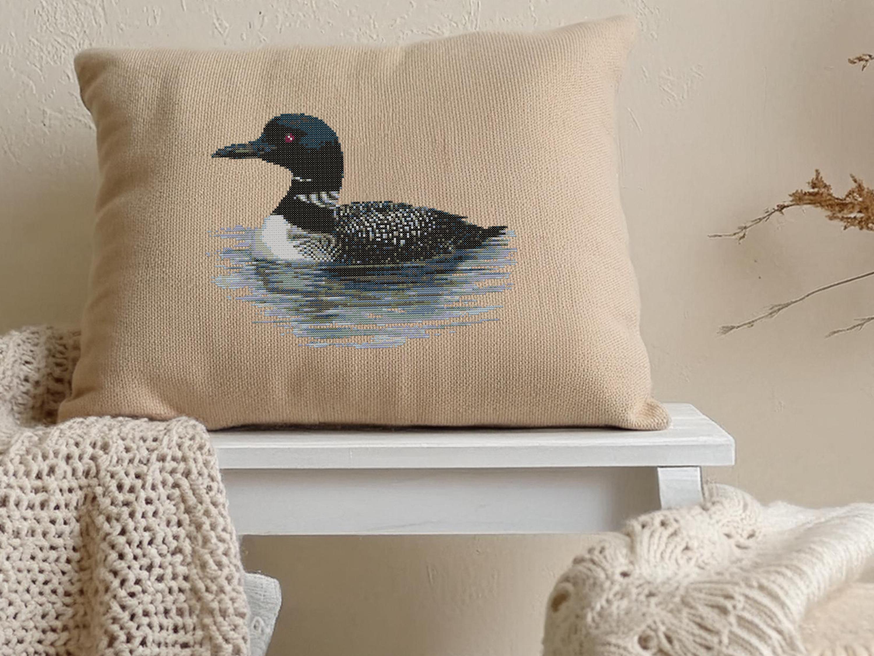 Loon Cross Stitch Template | Duck Embroidery | Bird on the Water Stitch ...