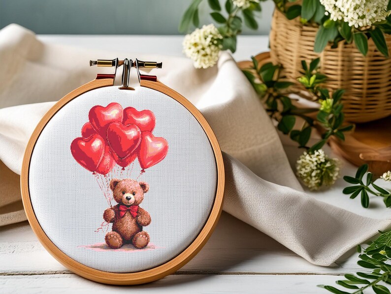 Teddy Bear Cross Stitch Template Download | Valentine's Day Teddy Bear ...