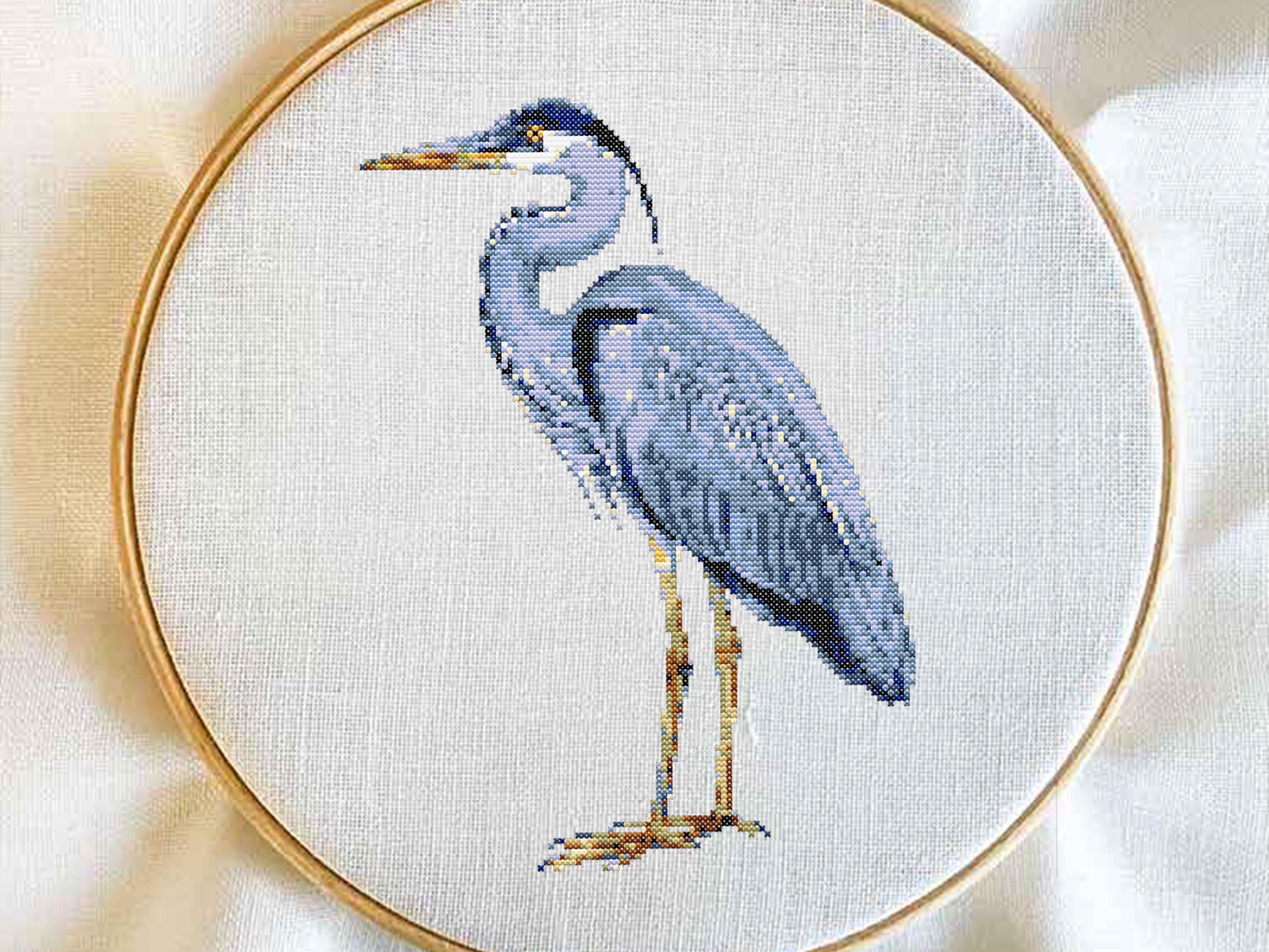 Blue Heron Cross Stitch Template | Blue Herron Embroidery Pattern ...