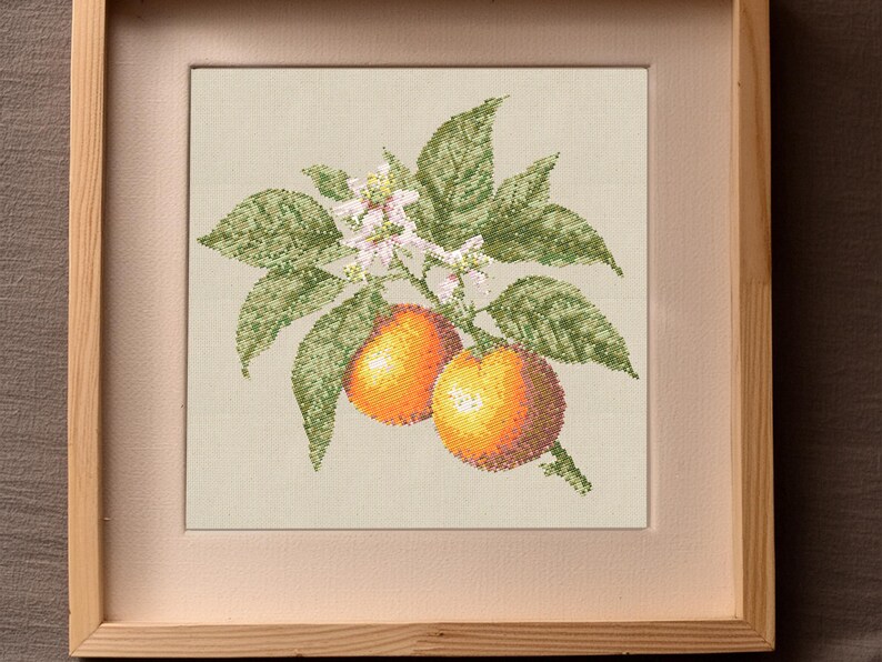 Orange Cross Stitch Template Download | Floral and Citrus Embroidery ...