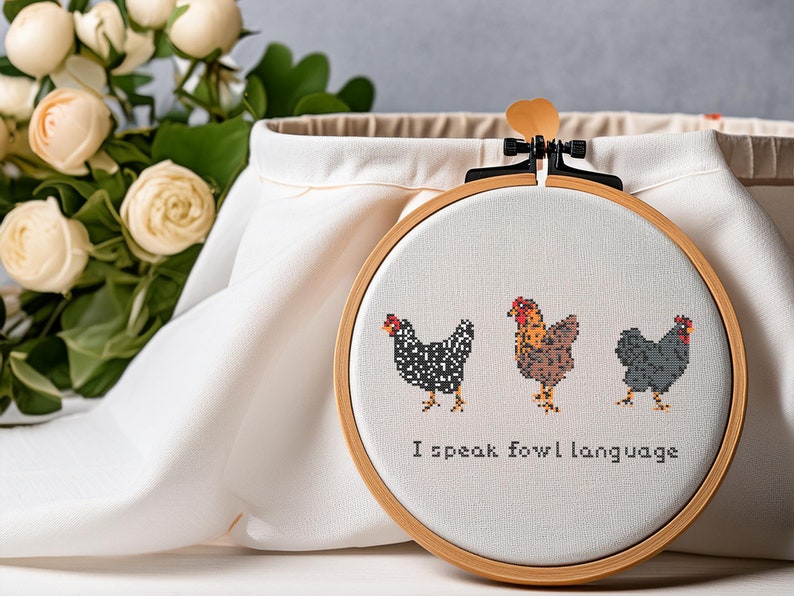Chicken Cross Stitch Template | Stitch Kit Wall Art Digital Template ...