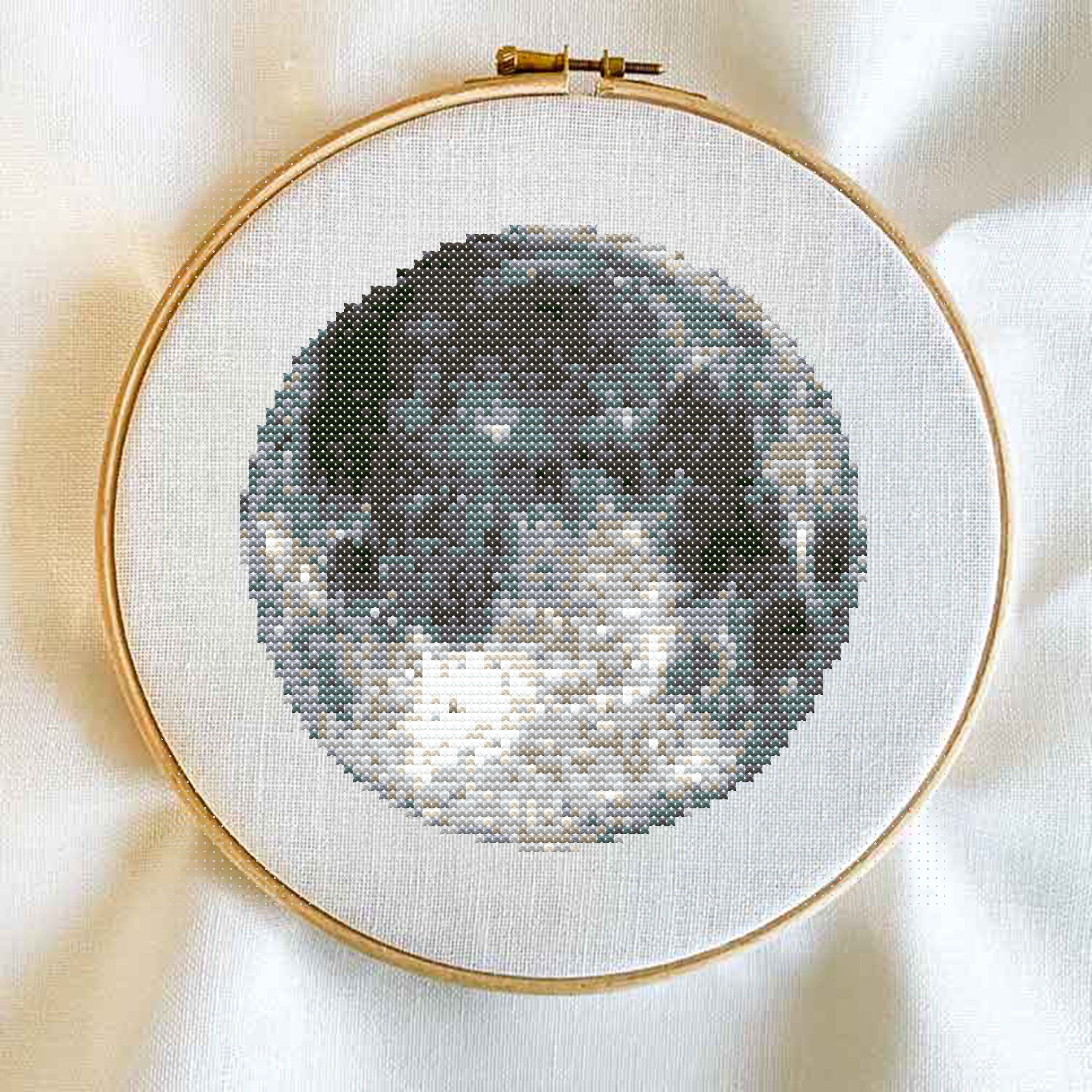 Full Moon Cross Stitch Template DIY Wall Art Kit Lunar Embroidery DIY ...
