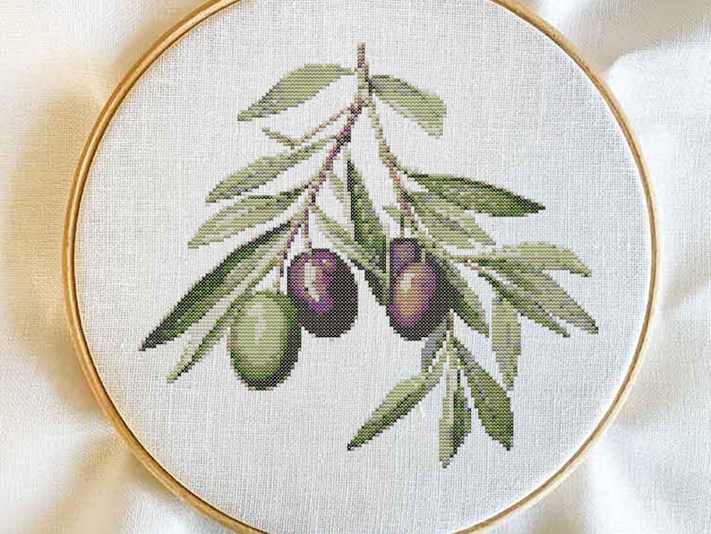 Olive Branch Cross Stitch Digital Download Template | Botanical Olive ...