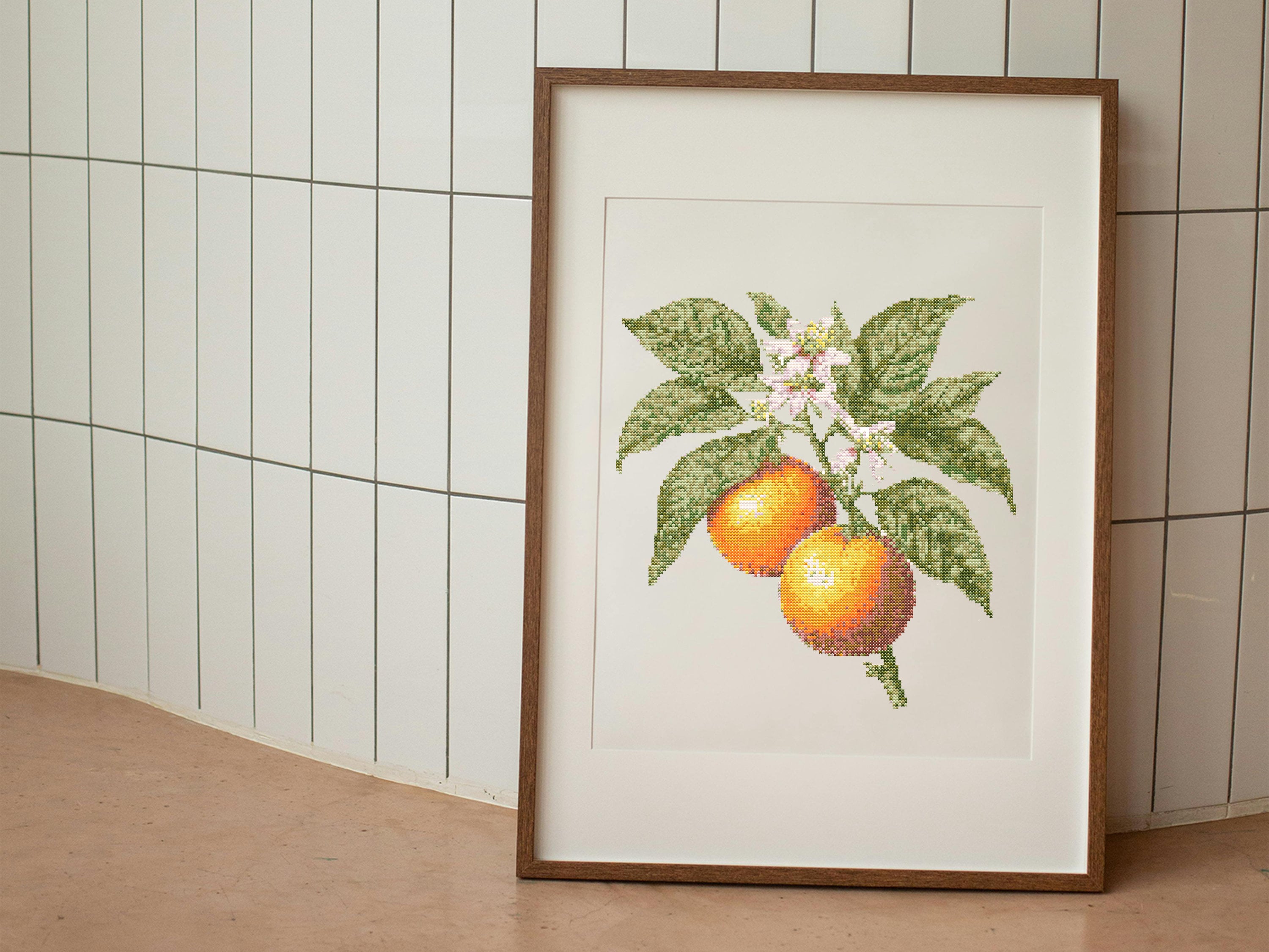 Orange Cross Stitch Template Download | Floral and Citrus Embroidery ...