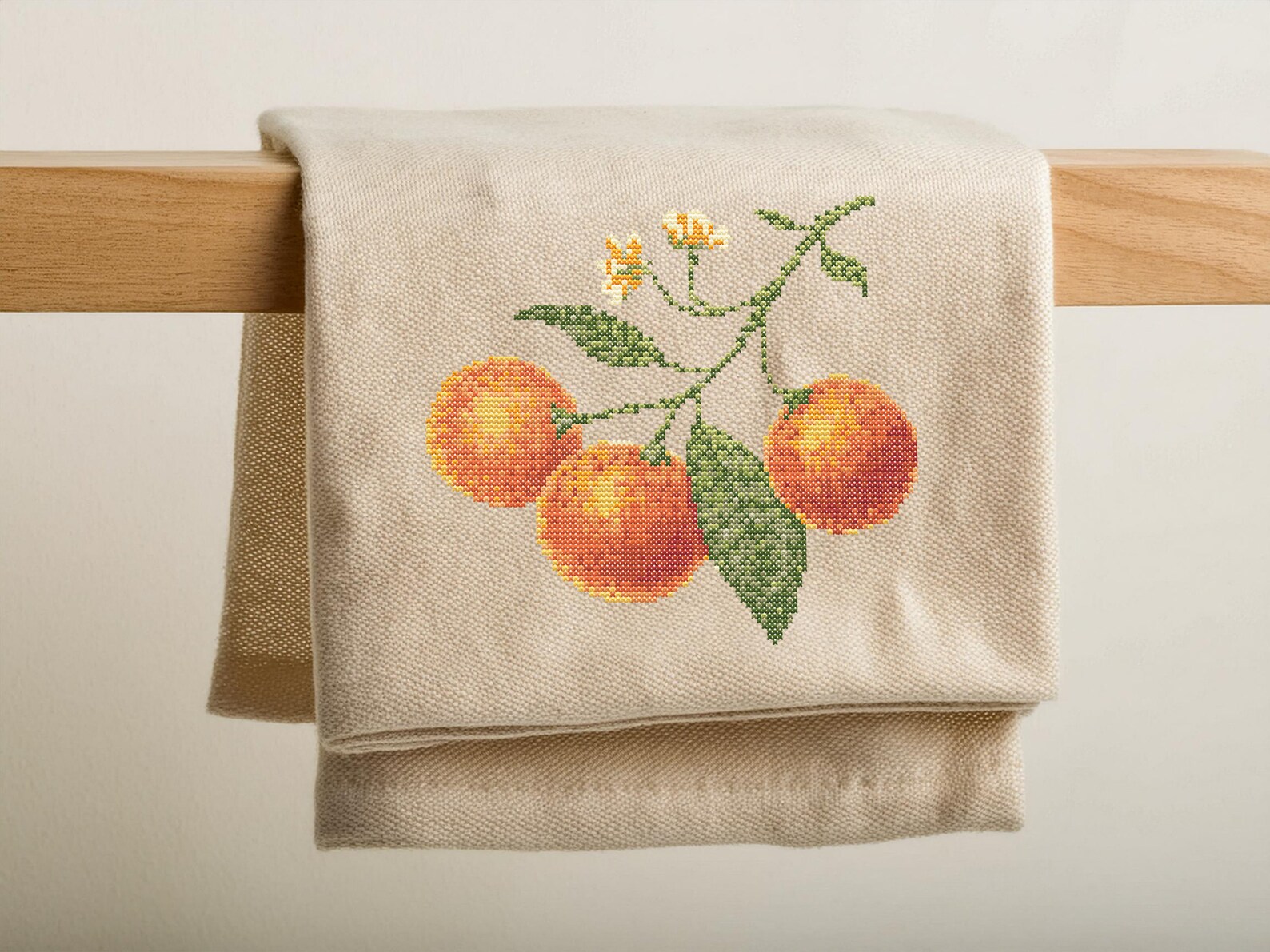 Botanical Clementine Cross Stitch Template | Stitch Kit Wall Art ...