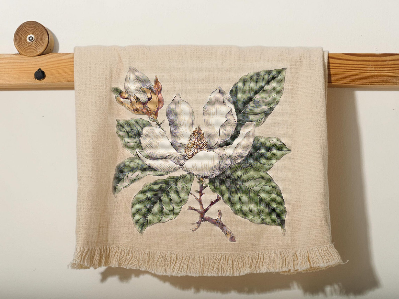 Magnolia Flower Cross Stitch Embroidery Pattern Download | Flower ...