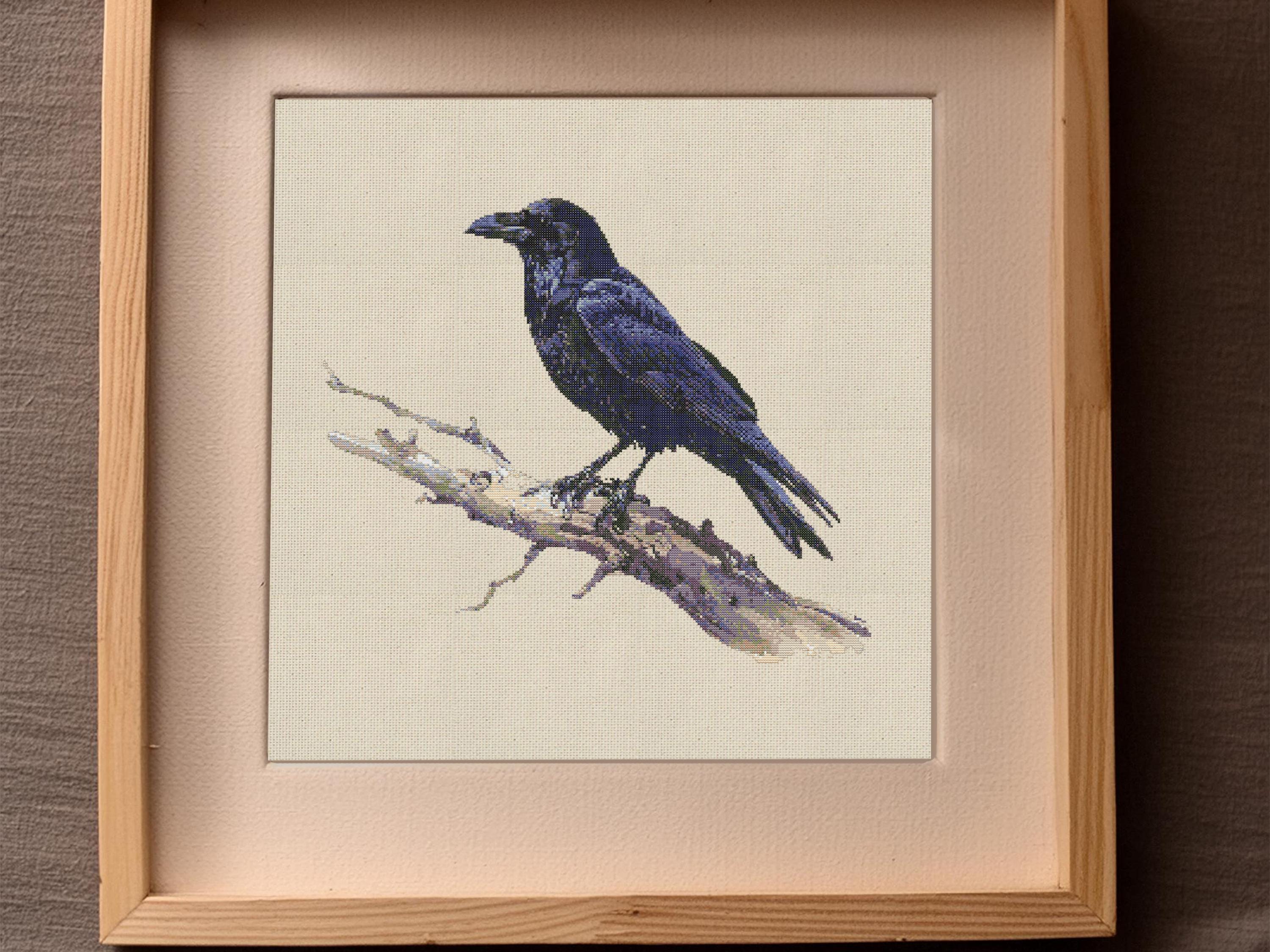Raven Cross Stitch Template | Crow Embroidery Pattern | Black Bird ...