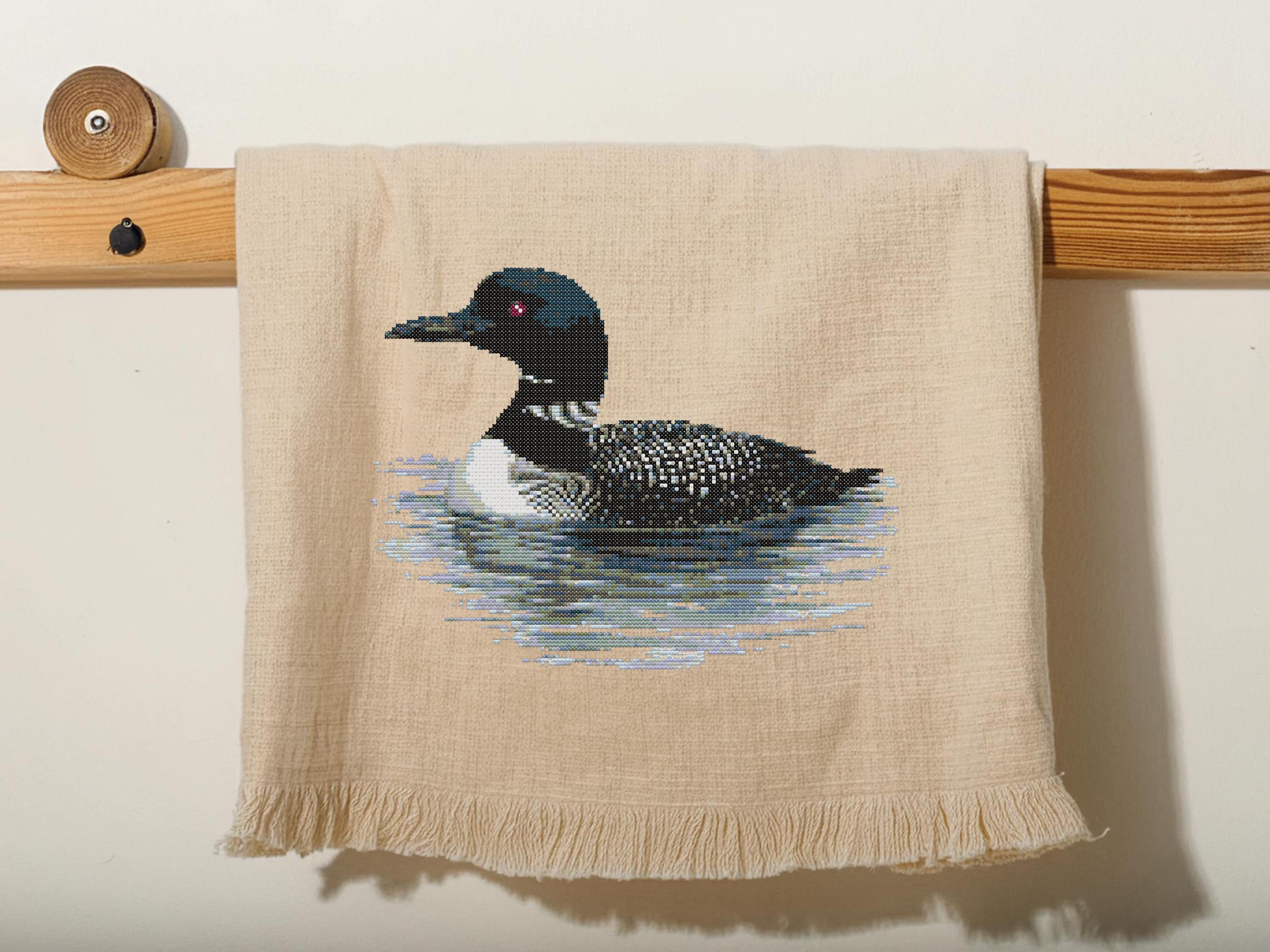Loon Cross Stitch Template | Duck Embroidery | Bird on the Water Stitch ...