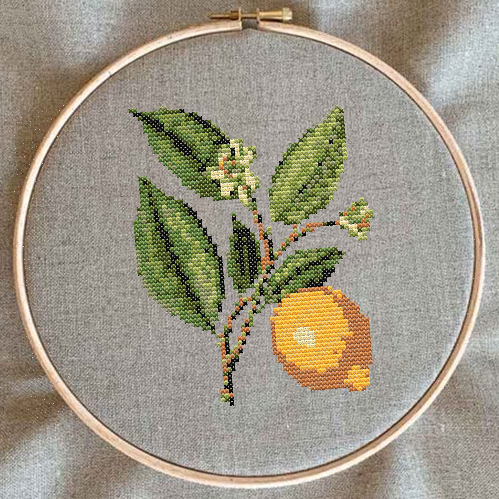 Lemon Cross Stitch Template | Botanical Stitch Kit Wall Art Digital ...