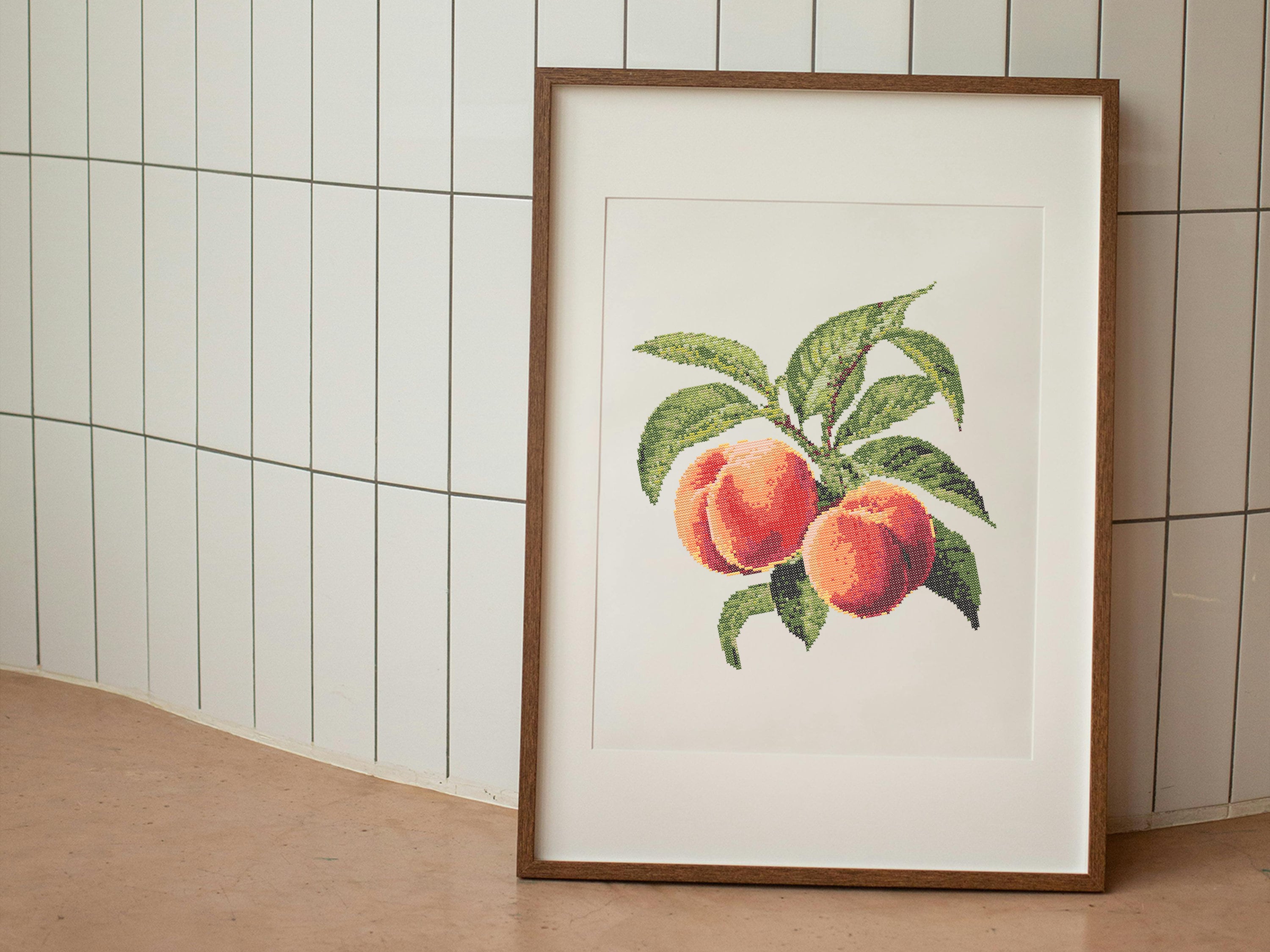 Peaches Cross Stitch Template Download | Botanical Peach Wall Decor ...