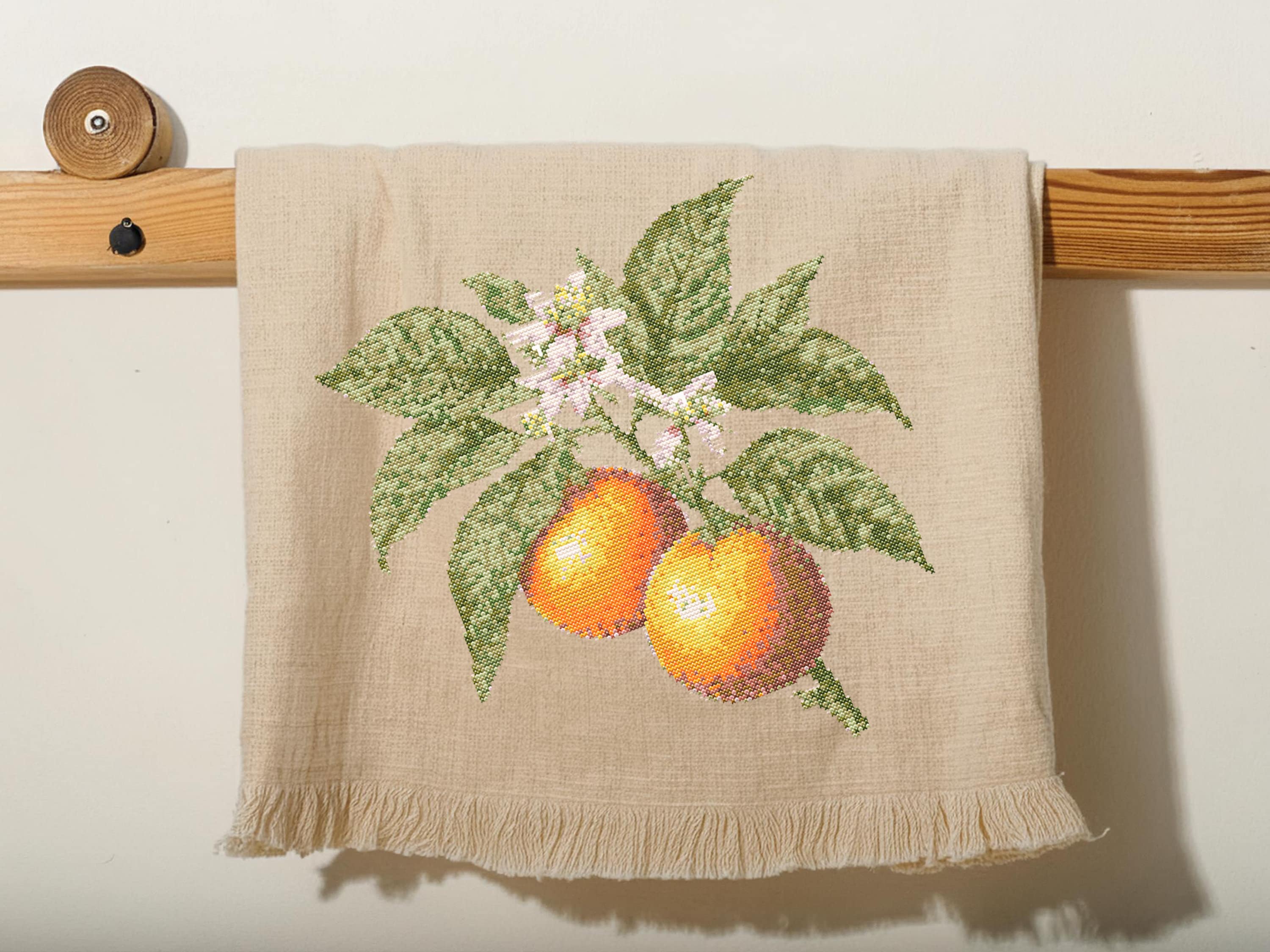 Orange Cross Stitch Template Download | Floral and Citrus Embroidery ...
