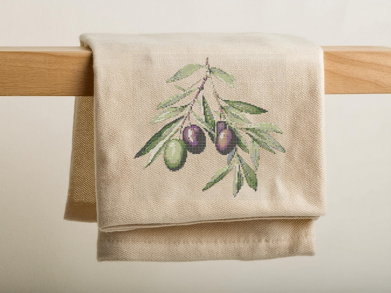 Olive Branch Cross Stitch Digital Download Template | Botanical Olive ...