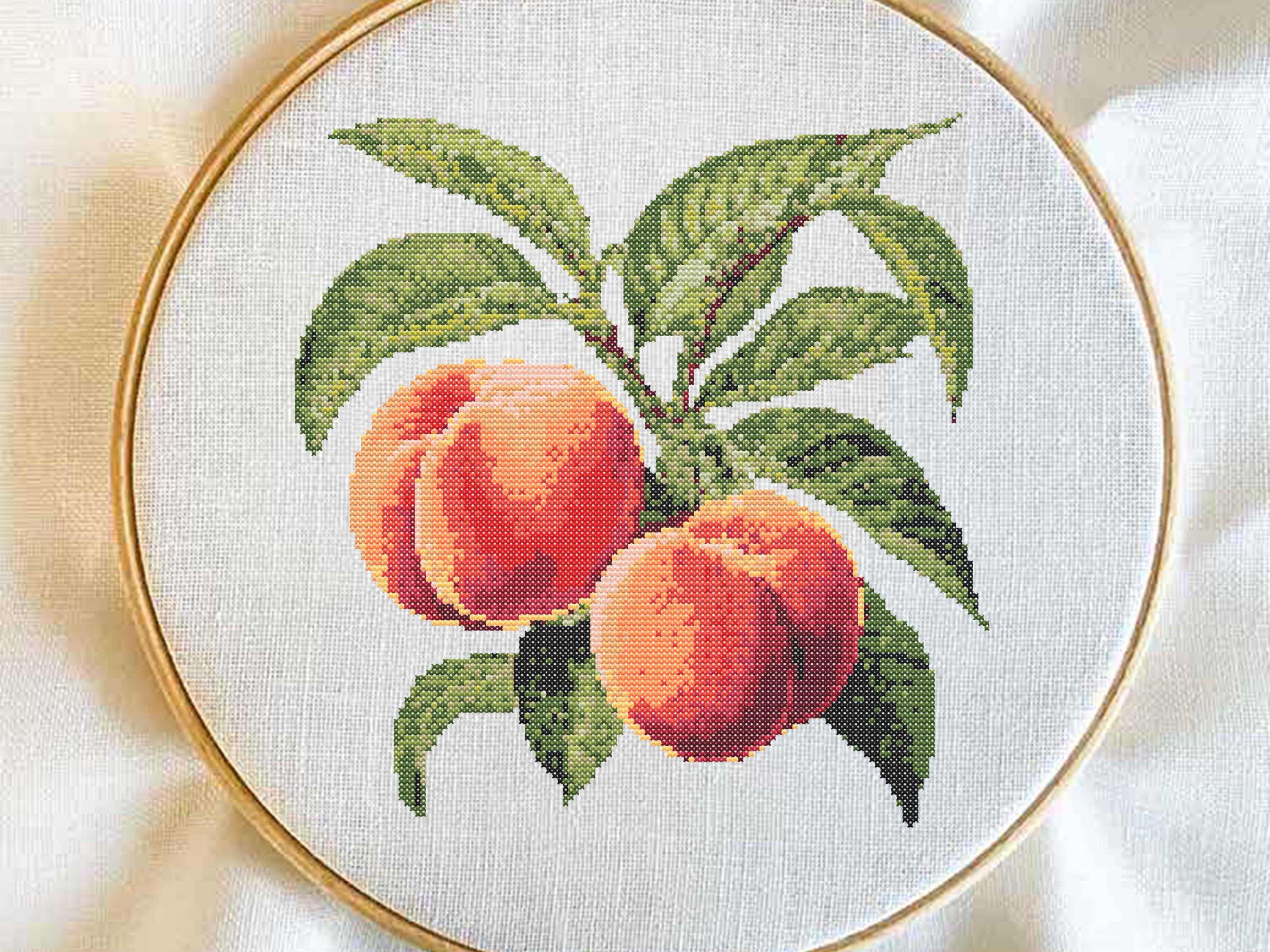 Peaches Cross Stitch Template Download | Botanical Peach Wall Decor ...