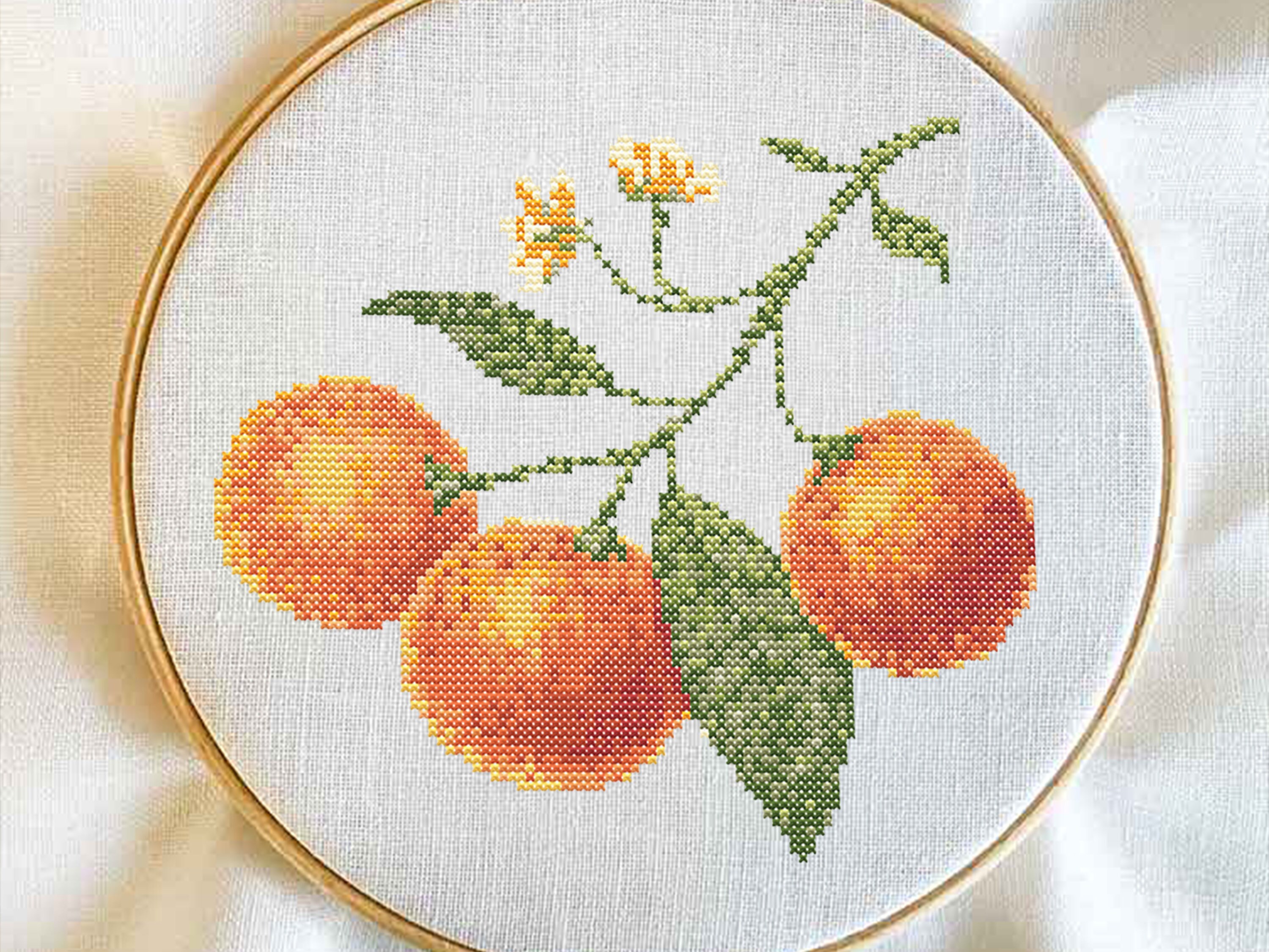 Botanical Clementine Cross Stitch Template | Stitch Kit Wall Art ...