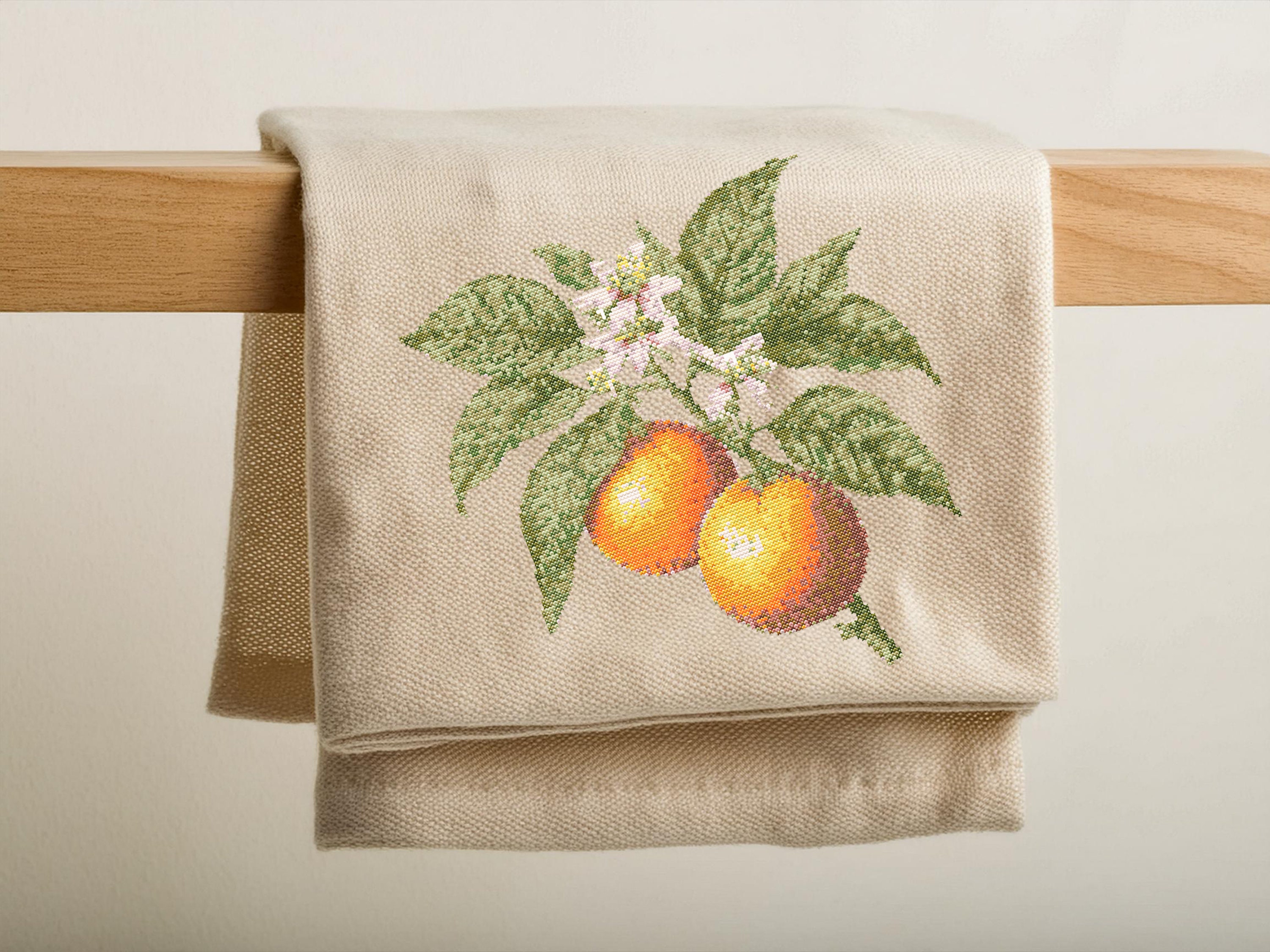 Orange Cross Stitch Template Download | Floral and Citrus Embroidery ...