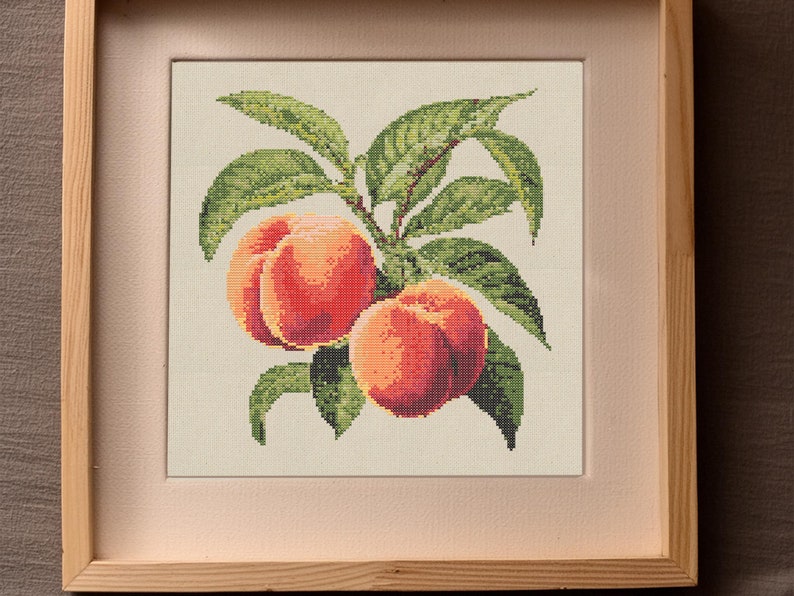 Peaches Cross Stitch Template Download | Botanical Peach Wall Decor ...