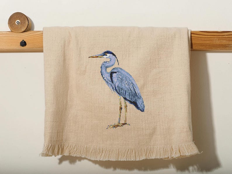 Blue Heron Cross Stitch Template | Blue Herron Embroidery Pattern ...