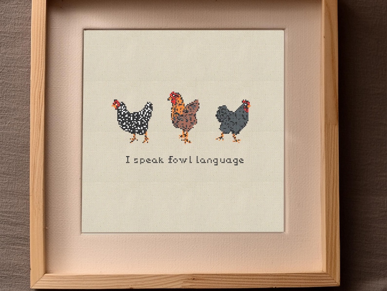 Chicken Cross Stitch Template | Stitch Kit Wall Art Digital Template ...