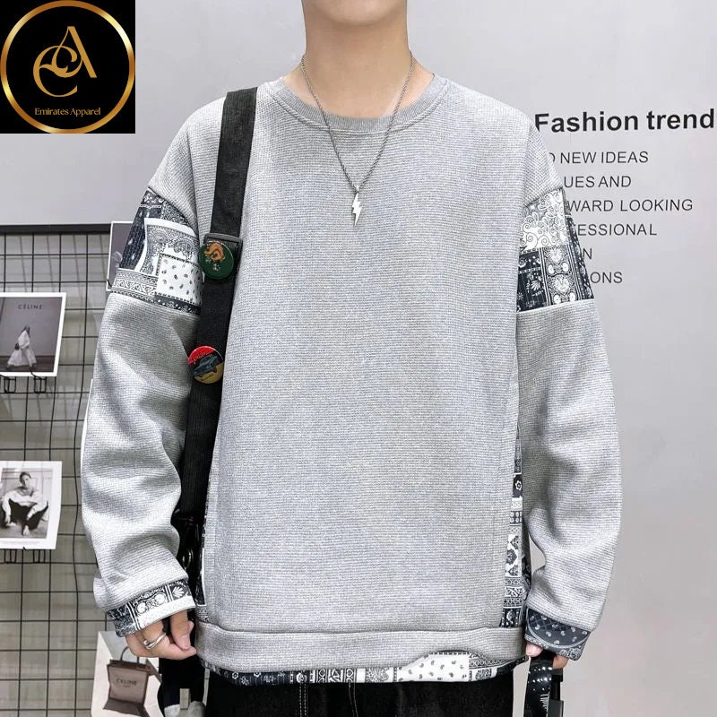 Patchwork Streetwear Steampunk Sweater, Japanese Style Urban Sweatshirt ...