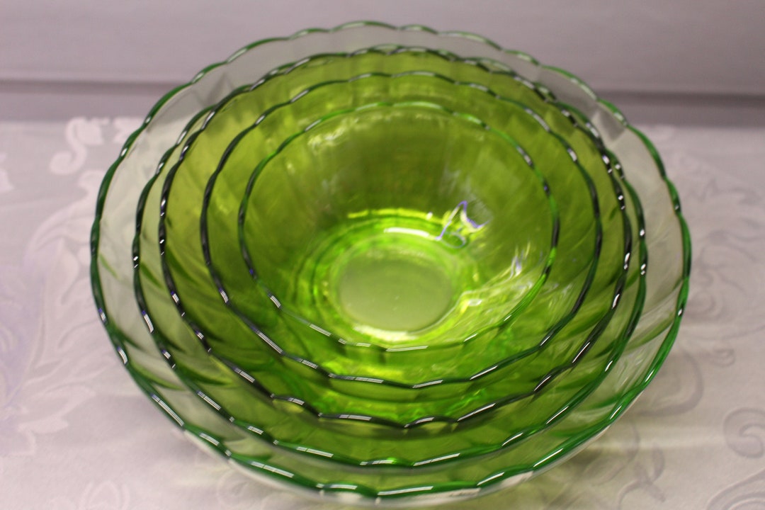 Mid Century Modern Green Peddle Nesting Bowl Set of 5 - Etsy
