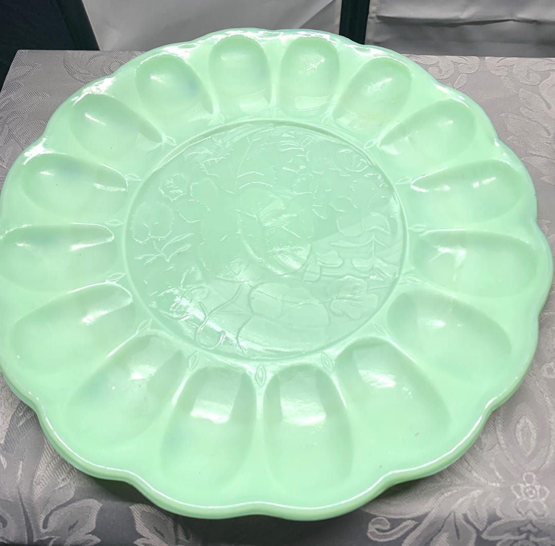 Rare Large Collectable Vintage Jadeite Deviled Egg Plate - Etsy