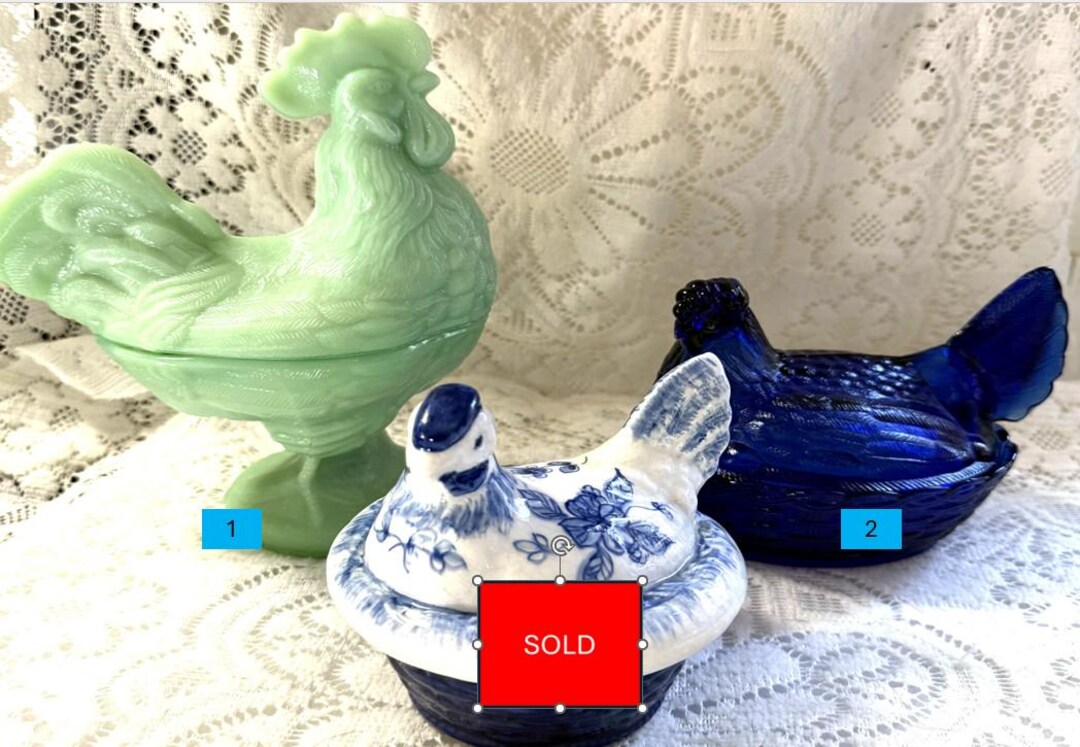 Choice of Collectable Jadeite Rooster, Cobalt Blue Hen on a Nest - Etsy