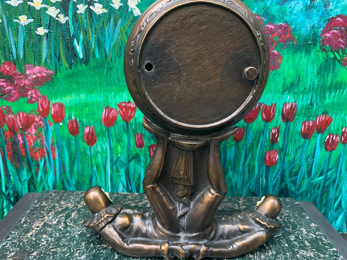 Art Deco Style Bronze Harlequin Clock battery Powered and Working - Etsy