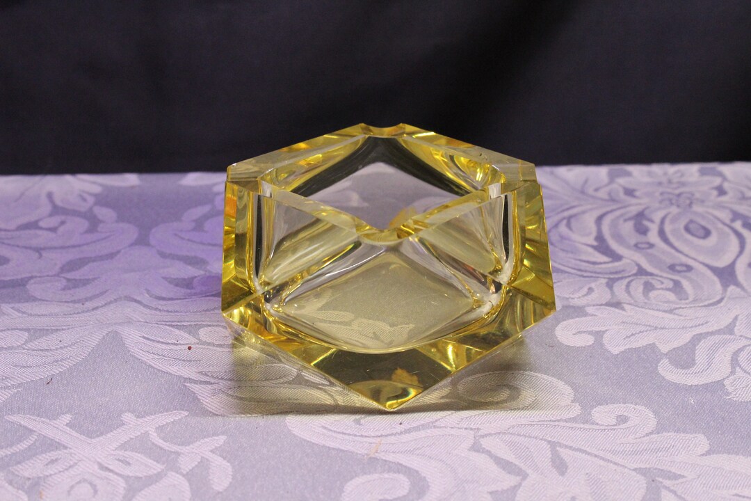 Murano Handmade Glass Ashtray Gold & Yellow Diamond Faceted Shape - Etsy