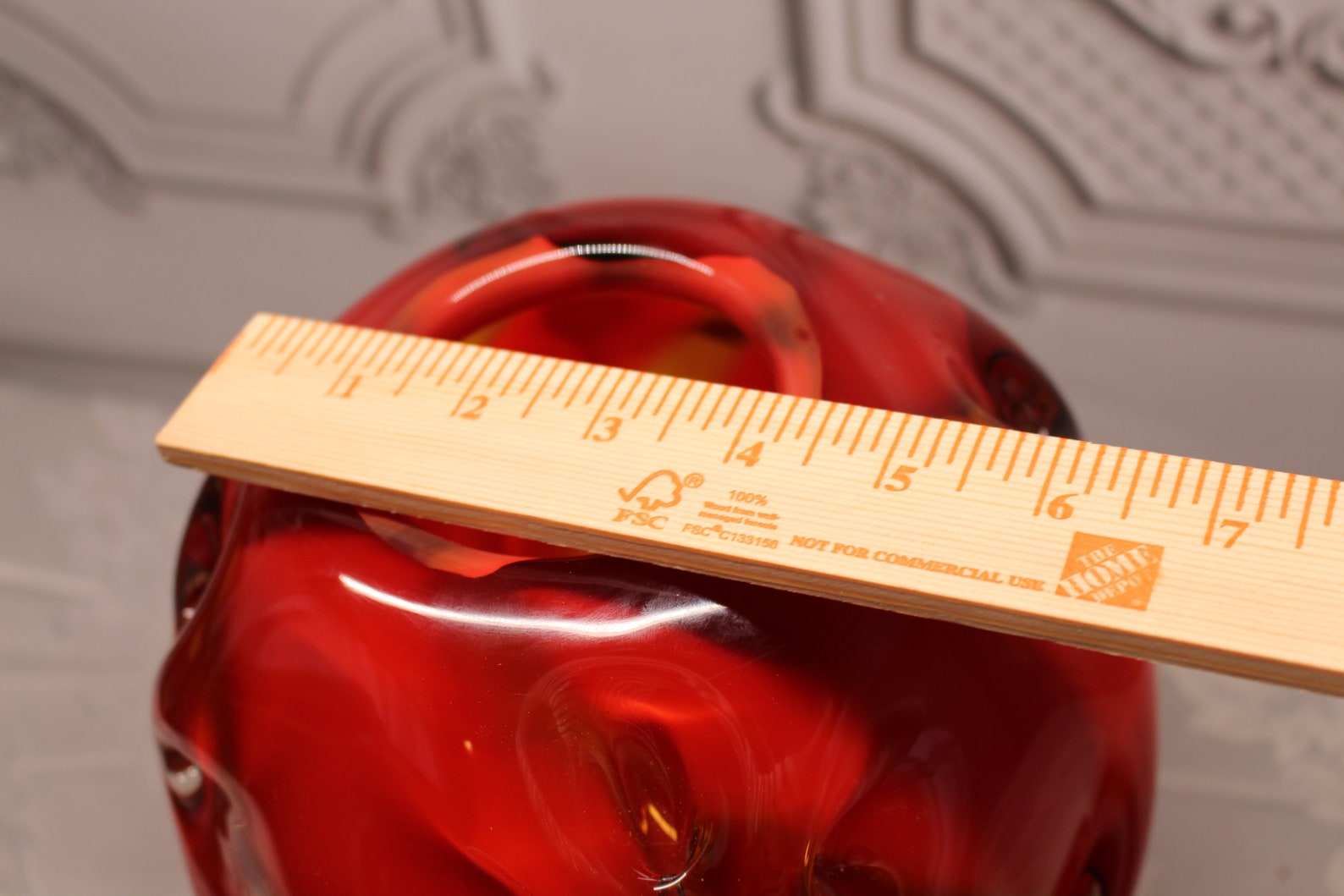 Stunning Red and Yellow Art Glass Dimple Vase, Possible Murano or ...