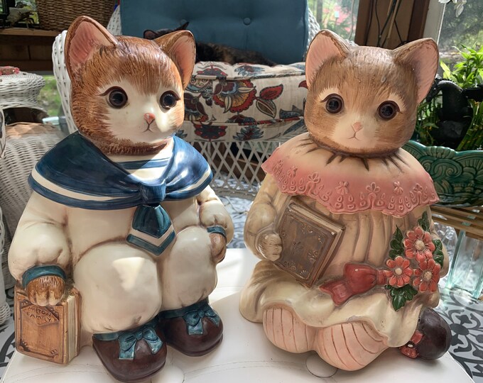 Super Cute, Vintage Set of COOKIE JARS, Mervyns Milton Sailor Cat ...