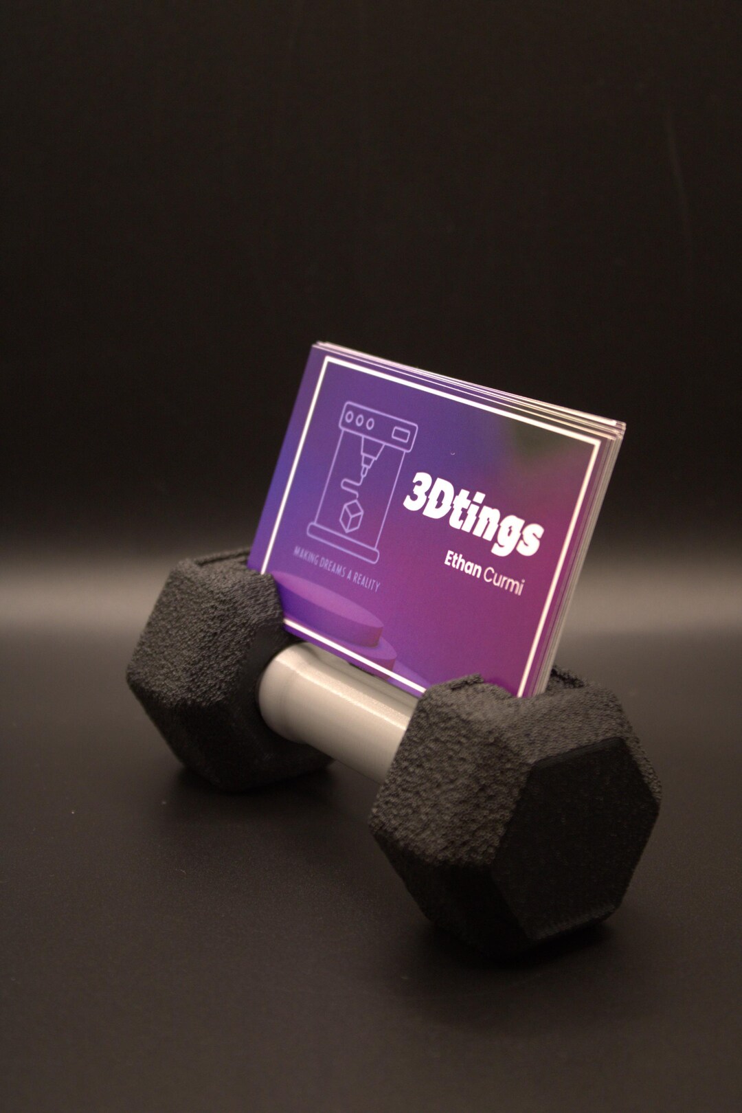 3D Printed Dumbbell Card Holder – Fitness Business Card Stand, Gym Desk ...