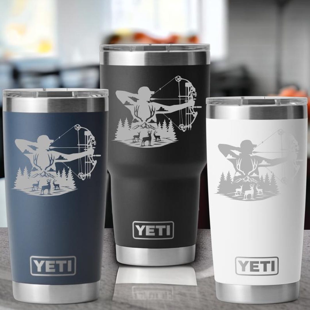 Custom Bow Hunting Deer Engraved Yeti 20/30 Oz Tumbler or Unbranded 20 ...